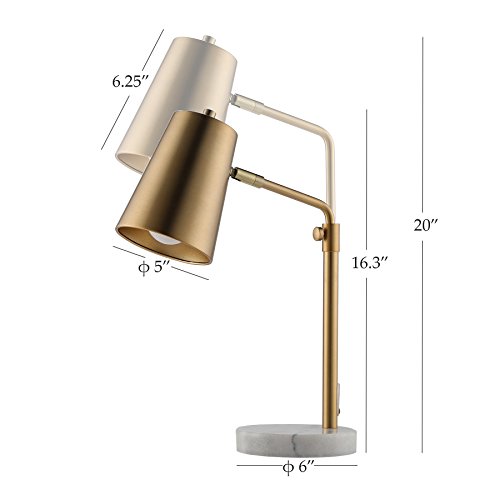VONLUCE Gold Desk Lamp with LED Bulb Adjustable, Antique Brass Metal Table Lamp Marble Base, Mid Century Modern Reading Lamp Office, 20" Industrial Task Lamp Work Lamp for Reading Bedroom