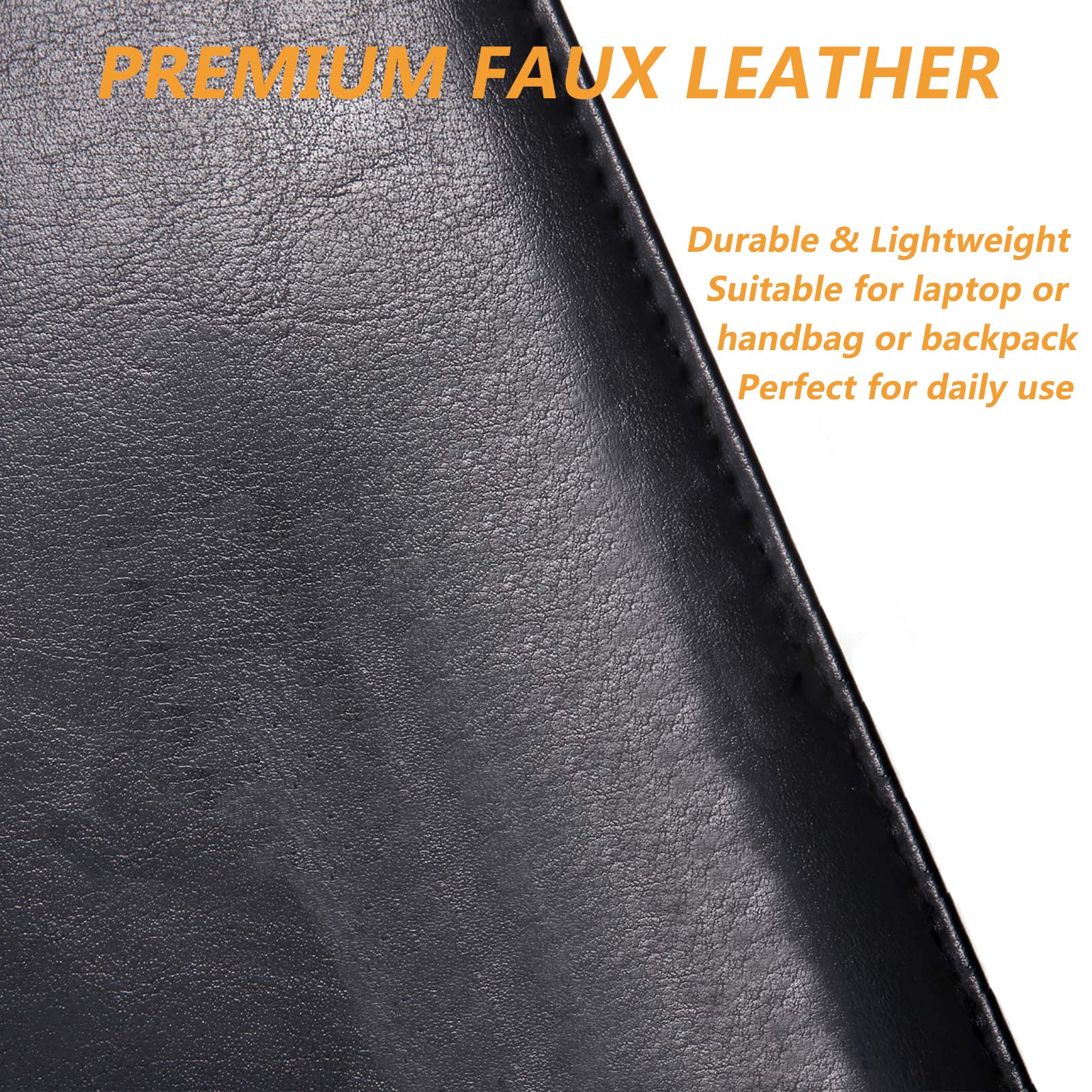 Leather Portfolio Folder Padfolio, Business Padfolio Organizer Document Planner Portfolio Binder Storage Pocket for Legal Pad Holder Paperwork Phone Men Women (Black)