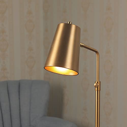 VONLUCE Gold Desk Lamp with LED Bulb Adjustable, Antique Brass Metal Table Lamp Marble Base, Mid Century Modern Reading Lamp Office, 20" Industrial Task Lamp Work Lamp for Reading Bedroom
