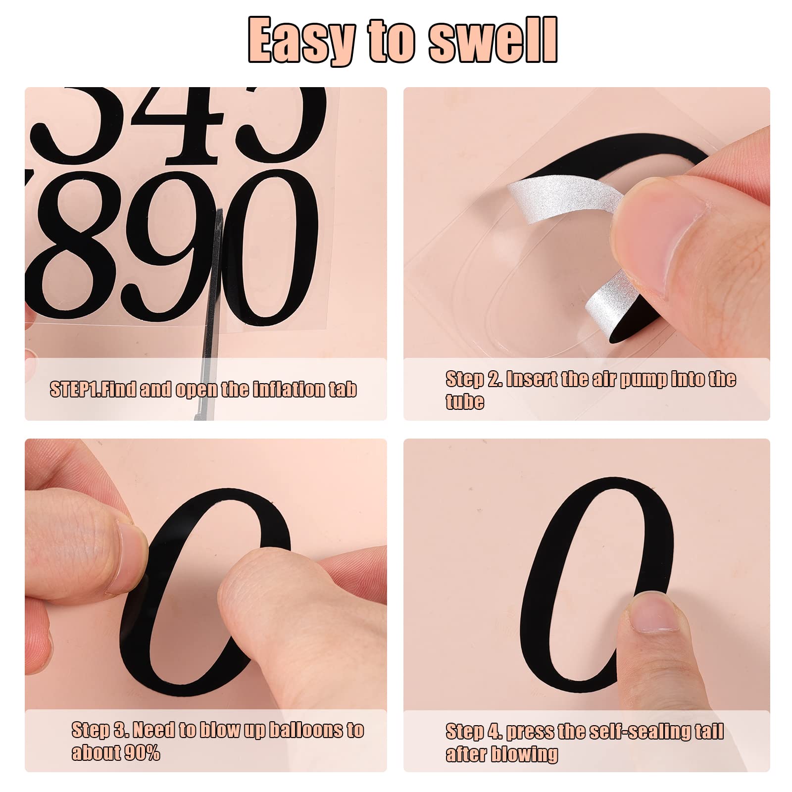 AIEX 2 Inch Vinyl Reflective Mailbox Number Stickers, 4 Sheets Waterproof Self-Adhesive Mailbox Decals with 2pcs Flower Border Decoration for Outside Sign Window Door Car House Address Numbers (Black)