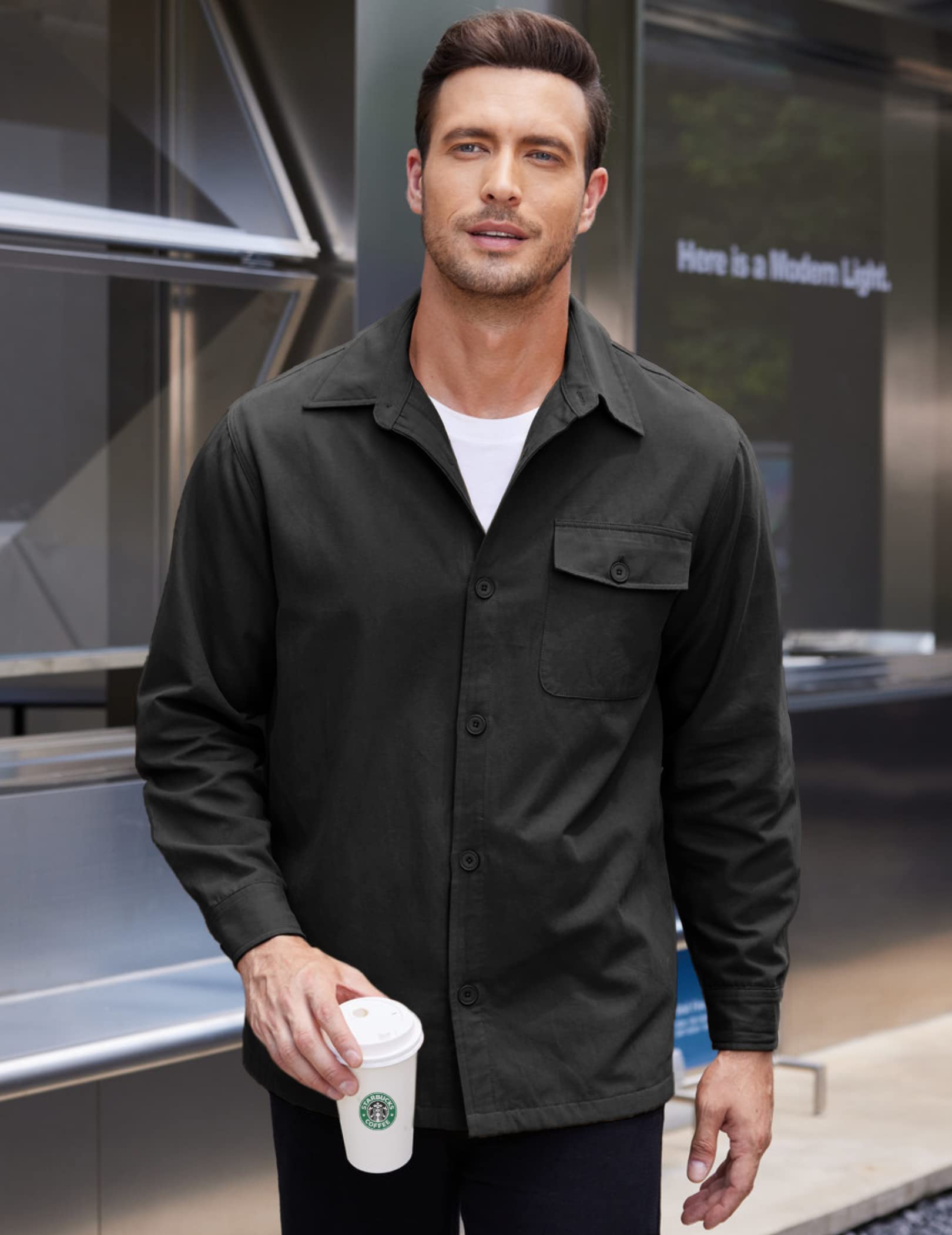 COOFANDY Men's Work Jacket Casual Designer Warm Shirt Jacket Outdoor Hiking Jackets