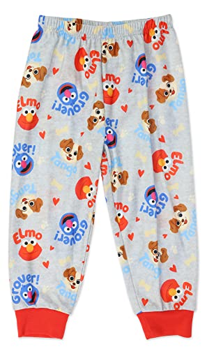 Sesame Street Pajamas for Toddlers, 2-Piece Pajama Long-Sleeve Shirt and Loungepant Set, Elmo Red, Toddler 2