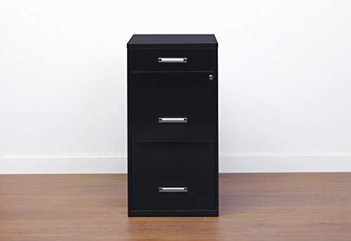 Hirsh Industries 18in. Deep 3 Metal Organizer Pencil Drawer SOHO Vertical File Cabinet, Black