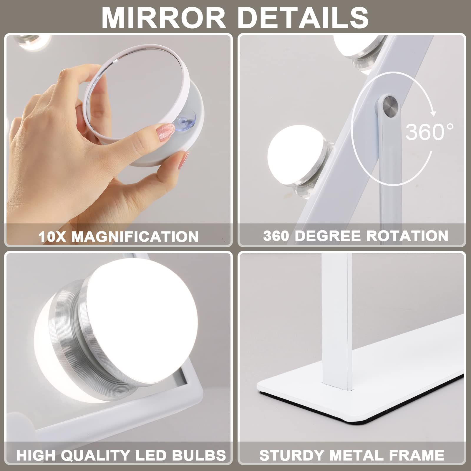 Hansong Vanity Mirror with Lights and Wireless Charging Makeup Mirror with Lights and Music Speaker 12 LED Bulbs Upgraded Hollywood Mirror 3 Color Lighting Modes White