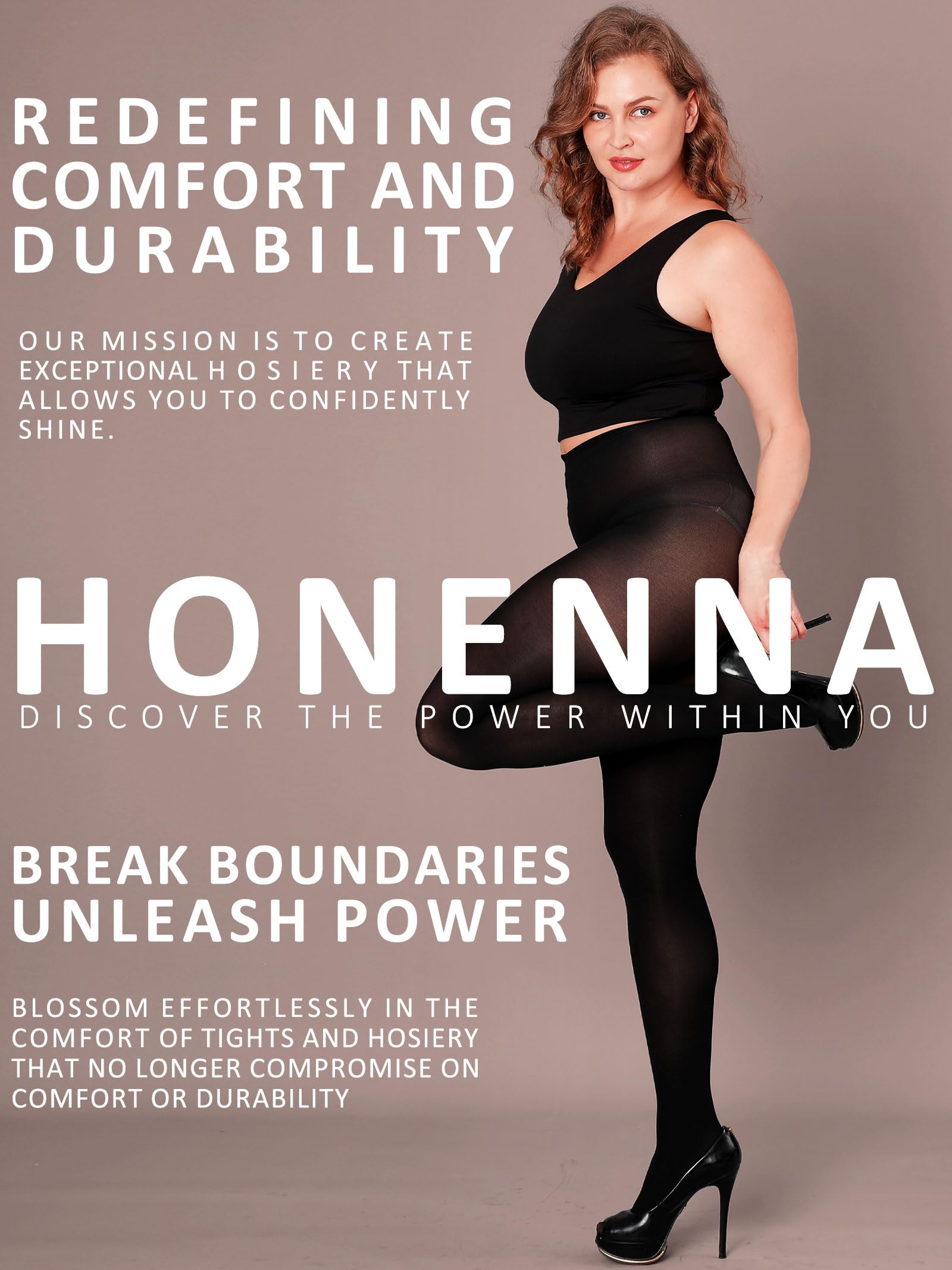 HONENNA Plus Size Suspender Tights for Women, Semi Opaque Sexy Garter Belt Nylons Mock Thigh High stockings, 1 Pair Black M-L