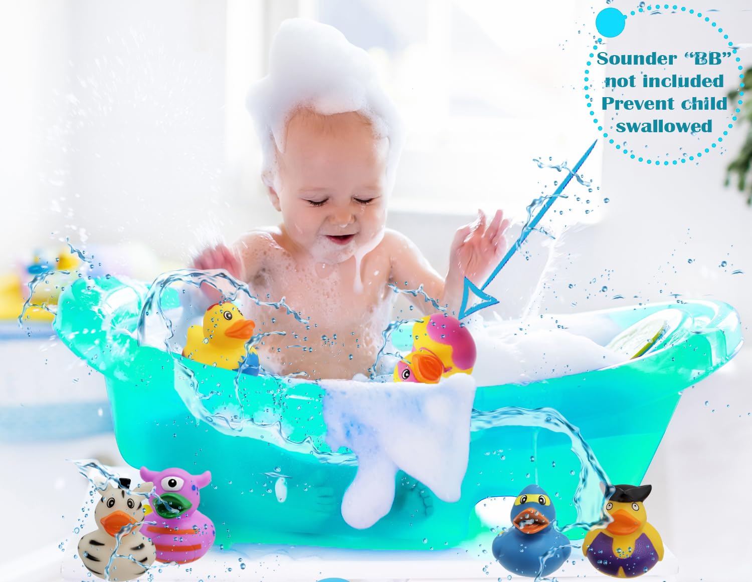 Chochkees Assorted Rubber Ducks Toy Duckies for Kids and Toddlers, Bath Birthday Baby Showers Classroom, Summer Beach and Pool Activity, 2" Inches (50-Pack)