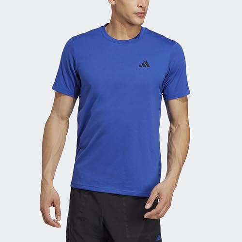 adidas Men's Essentials Feel Ready Training T-Shirt, Lucid Blue/Semi Lucid Blue/Black, Large