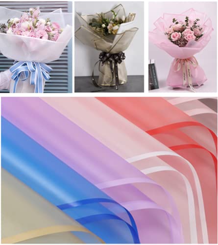 NatureMan 21Sheets /7 Colors edging TranslucentFlower Wrapping Paper,Florist Bouquet Supplies,DIY Crafts,Gift Packaging or Gift Box Packaging Paper, WaterproofFloral Wrapping Paper 22.8x22.8Inch