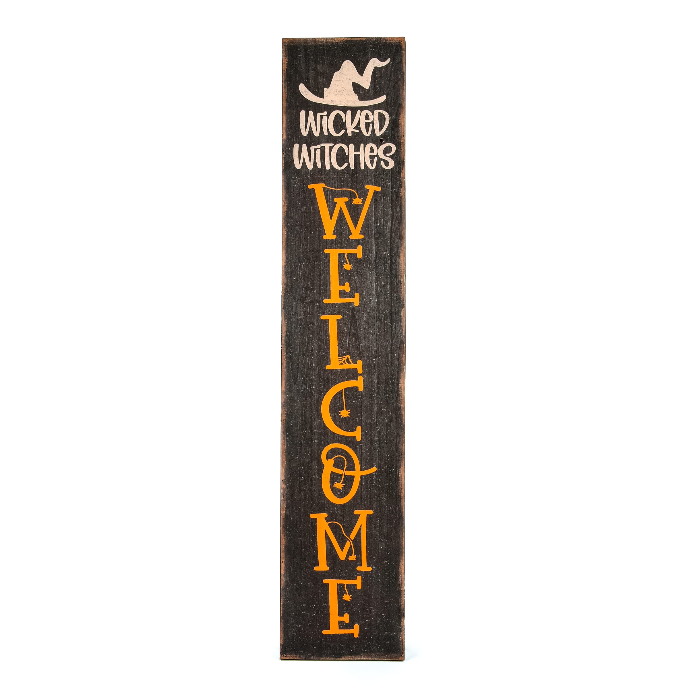 National Tree Company Hanging Porch Sign, Black, 'Wicked Witches Welcome', Wooden Construction, Halloween Collection, 39 Inches
