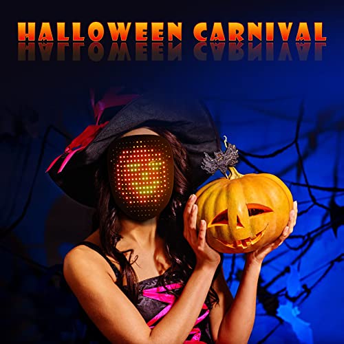 Keledz Led Mask, Light up Mask with Gesture Sensing Control, LED Lighted Face Transforming for Costume Cosplay Party Masquerade, Hallowee Mask