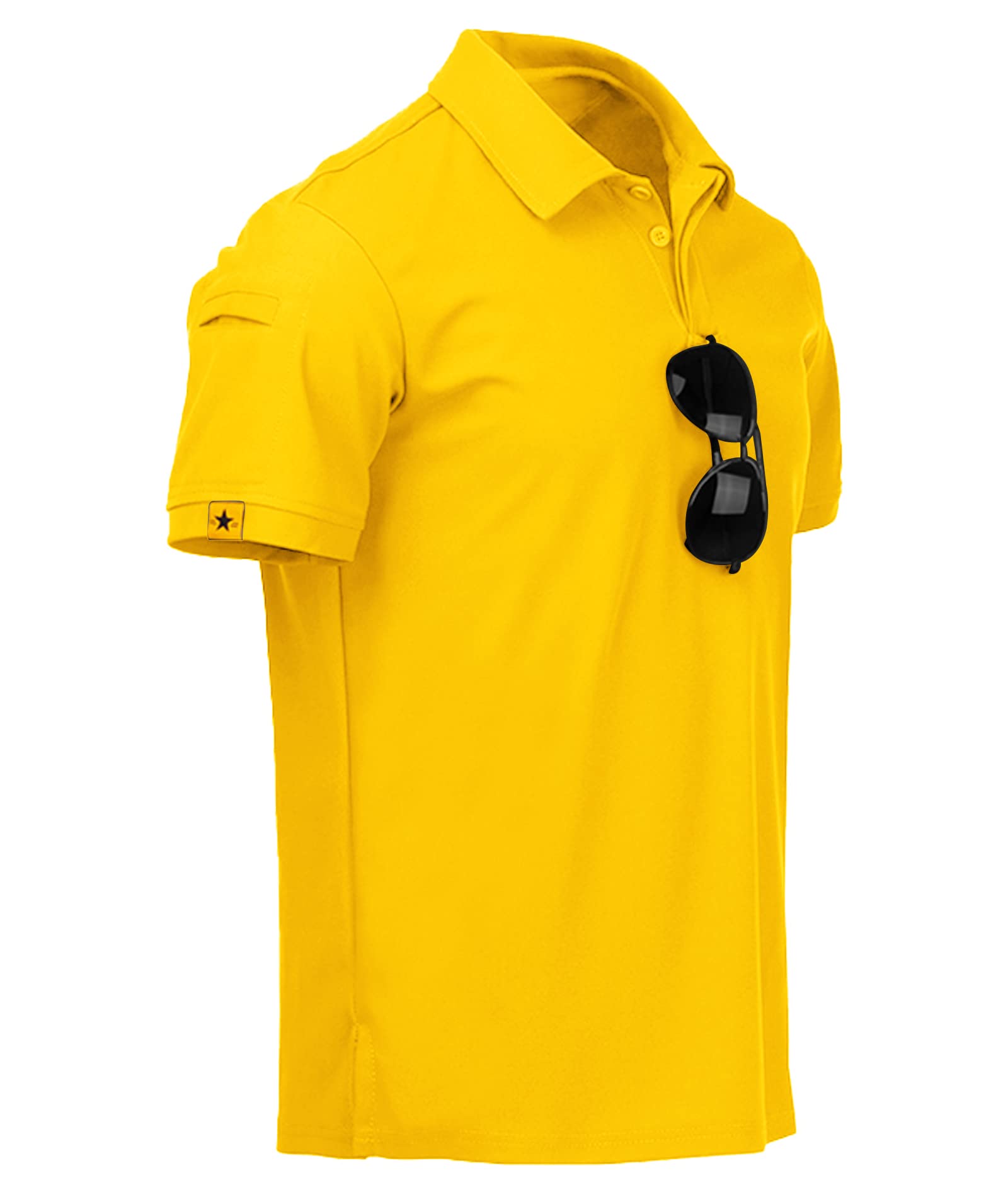 LLdress Yellow Polo Shirts for Men - Summer Casual Short Sleeve - Mens Collared Pullover Golf Shirts, M