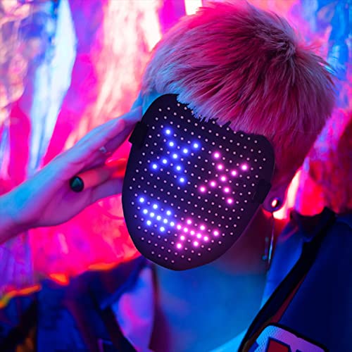 Keledz Led Mask, Light up Mask with Gesture Sensing Control, LED Lighted Face Transforming for Costume Cosplay Party Masquerade, Hallowee Mask