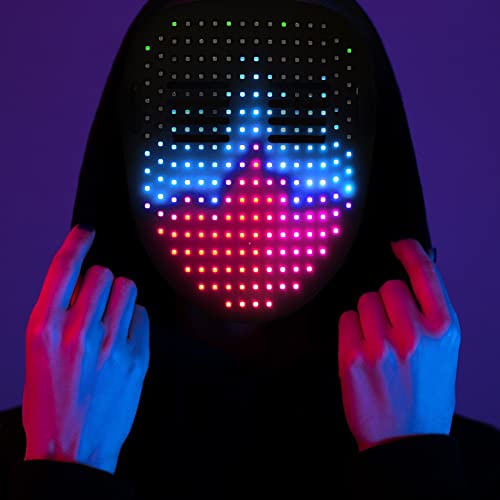 Keledz Led Mask, Light up Mask with Gesture Sensing Control, LED Lighted Face Transforming for Costume Cosplay Party Masquerade, Hallowee Mask