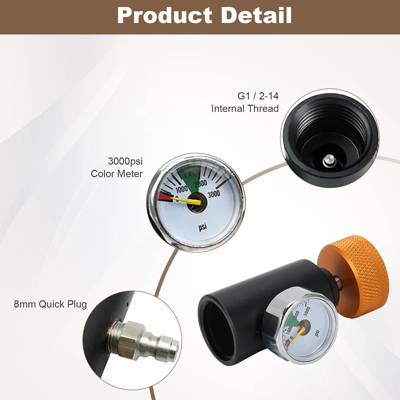 Pilipane CO2 case Refill Adapter Connector Kit, CO2 Adapter for soda stream Water Maker with 3000psi Pressure Gauge, Soda Water Cylinder CO2 Refill Connector Adapter Accessories
