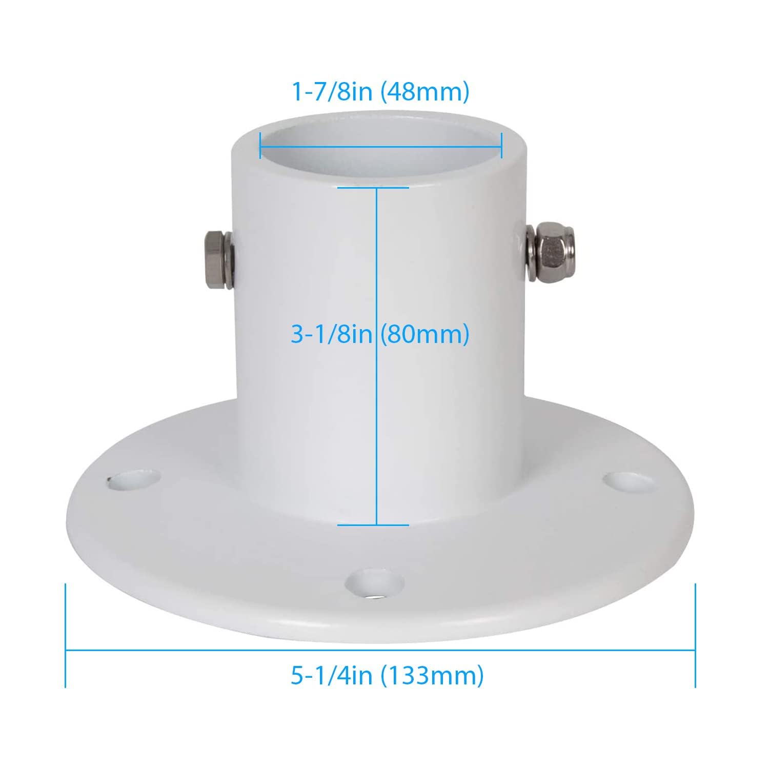 HECASA Deck Anchor Flange Cast Above Ground Pool Ladders Handrails or Slide - 1 7/8β Inch Diameter of 1.9" Aluminum White (1Pc)