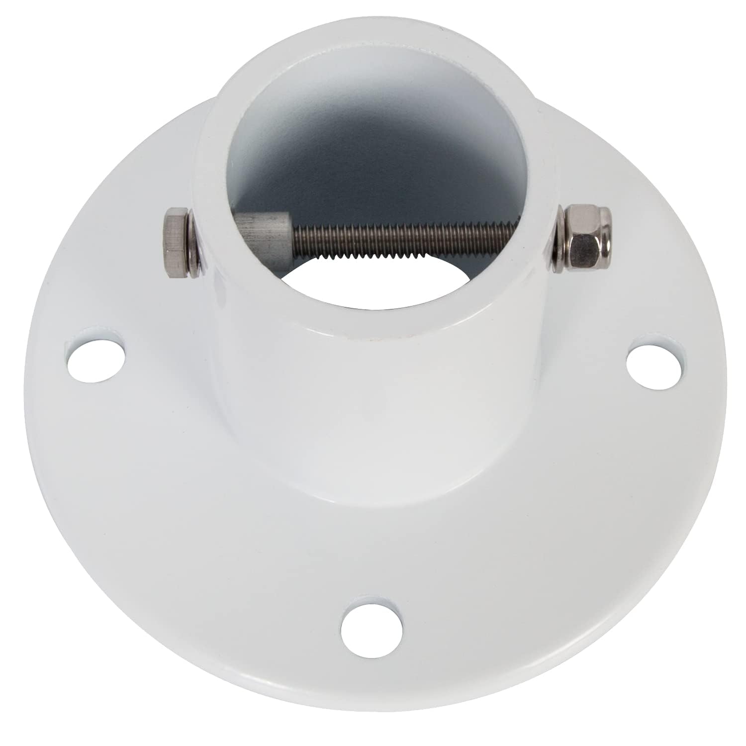 HECASA Deck Anchor Flange Cast Above Ground Pool Ladders Handrails or Slide - 1 7/8β Inch Diameter of 1.9" Aluminum White (1Pc)