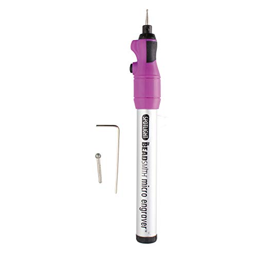 The Beadsmith Micro Engraver w/Spotlight, 6.25", Battery Operated (2xAAA), 2 Round Diamond-Tip Bits and Hex Key, Engraver, Polisher, Sander- for Metal Engraving, Wood Carving, and Jewelry Polishing