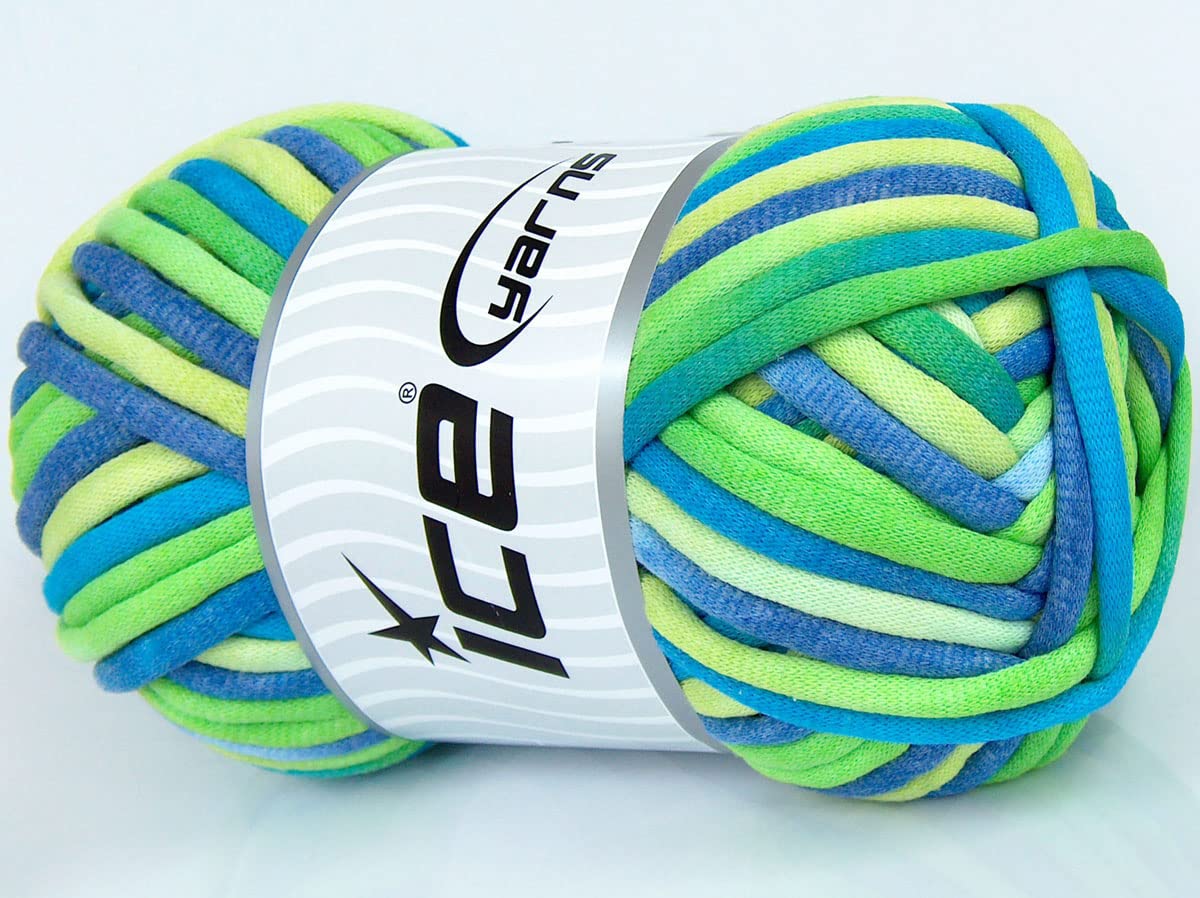 250 gr ICE YARNS Tube Cotton Jumbo Color (40% Cotton) Yarn Green Shades Blue Lilac