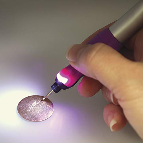 The Beadsmith Micro Engraver w/Spotlight, 6.25", Battery Operated (2xAAA), 2 Round Diamond-Tip Bits and Hex Key, Engraver, Polisher, Sander- for Metal Engraving, Wood Carving, and Jewelry Polishing