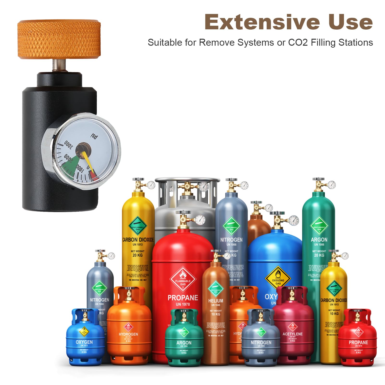 Pilipane CO2 case Refill Adapter Connector Kit, CO2 Adapter for soda stream Water Maker with 3000psi Pressure Gauge, Soda Water Cylinder CO2 Refill Connector Adapter Accessories