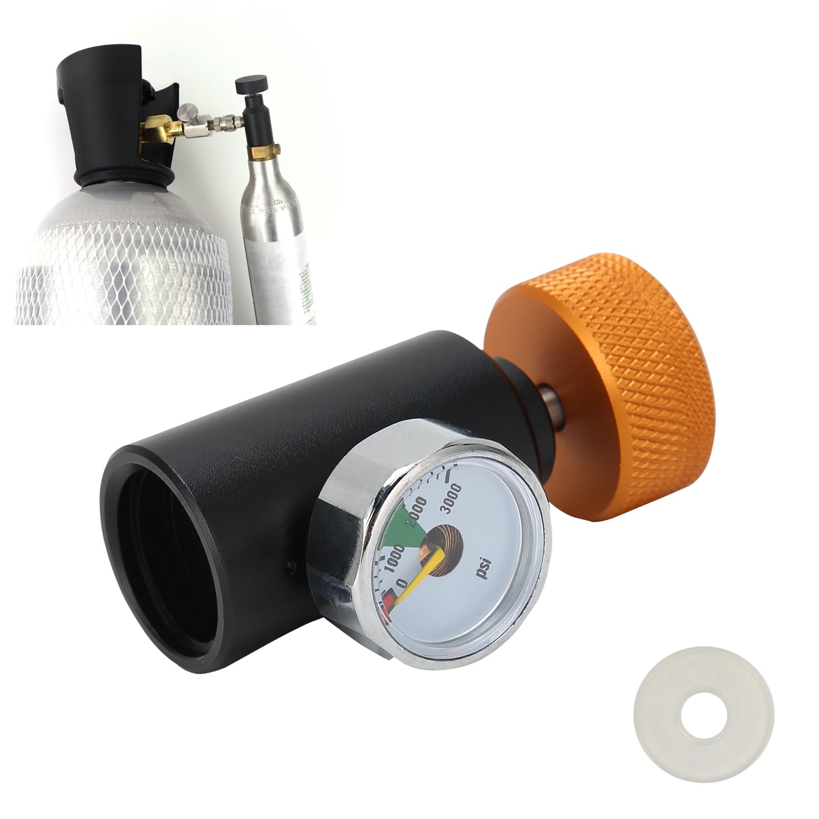 Pilipane CO2 case Refill Adapter Connector Kit, CO2 Adapter for soda stream Water Maker with 3000psi Pressure Gauge, Soda Water Cylinder CO2 Refill Connector Adapter Accessories