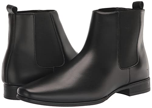 Calvin Klein Men's Brayden Boot, Black Leather, 10