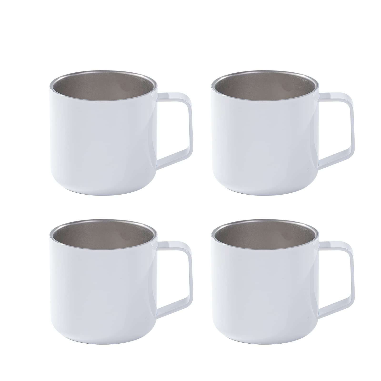 PYD Life Sublimation Kids Tumblers Coffee Cups 12 OZ White Stainless Steel Milk Mugs Coffee Travel Camping Outdoor Mugs for Cricut Mug Press Tumbler Press Sublimation Print 4 Pack