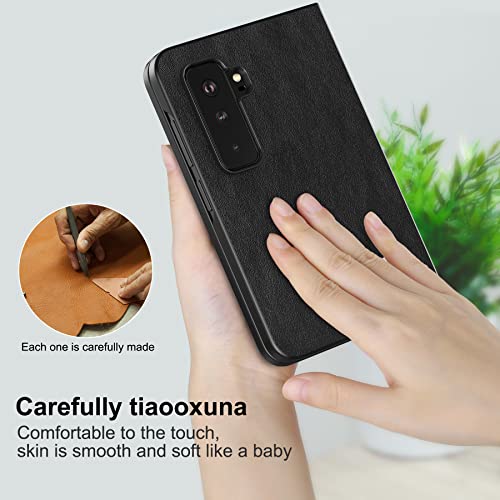 Foluu for Microsoft Surface Duo 2 Case, Surface Duo 2 2021 Leather Case, [Slim & Lightweight] PU Leather Back Cover Hard PC Durable Protective Phone Case for Microsoft Surface Duo 2 2021 (Blue)