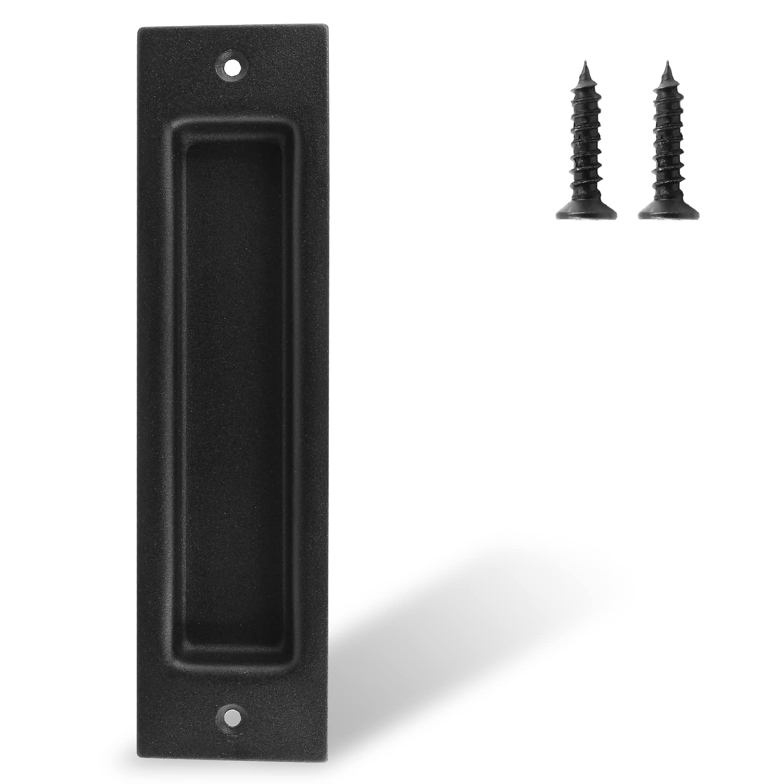 Auvotuis 8 Inch Sliding Barn Door Handle Black Modern Finger Slotted Pull Handle Heavy-Duty for Cabinets, Closet, Drawers, Gate