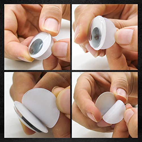 Trimming Shop 100pcs Plastic Self-Adhesive Wobbly Googly Wiggle Eyes for DIY Crafts, Teddy Bear Doll Making Toys Sticky Eyes, Black & White