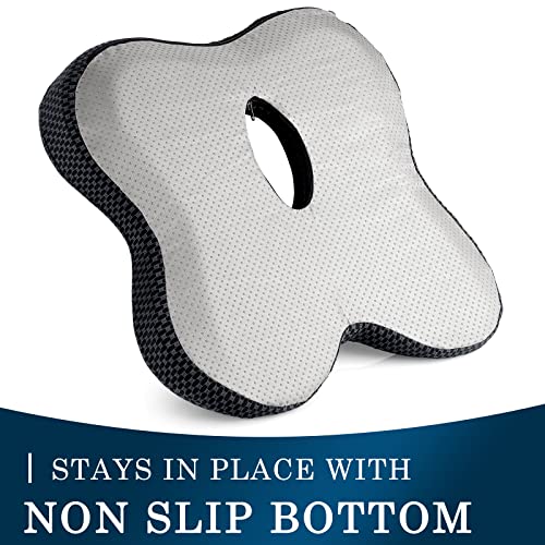 Eyamummo Coccyx Seat Cushion and Back Cushions Combo for Office Chair, Pure Memory Foam Ergonomic Seat Cushions and Orthopedic Lumbar Support Pillow for Tailbone, Lower Backache Sciatica Comfort