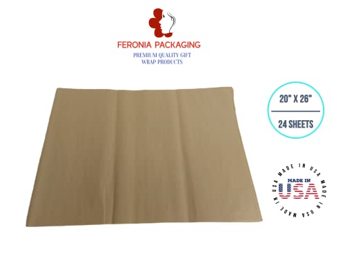 Antique Gold Tissue Paper Squares, Bulk 24 Sheets, Premium Gift Wrap and Art Supplies for Birthdays, Holidays, or Presents by Feronia packaging, Large 20 Inch x 26 Inch