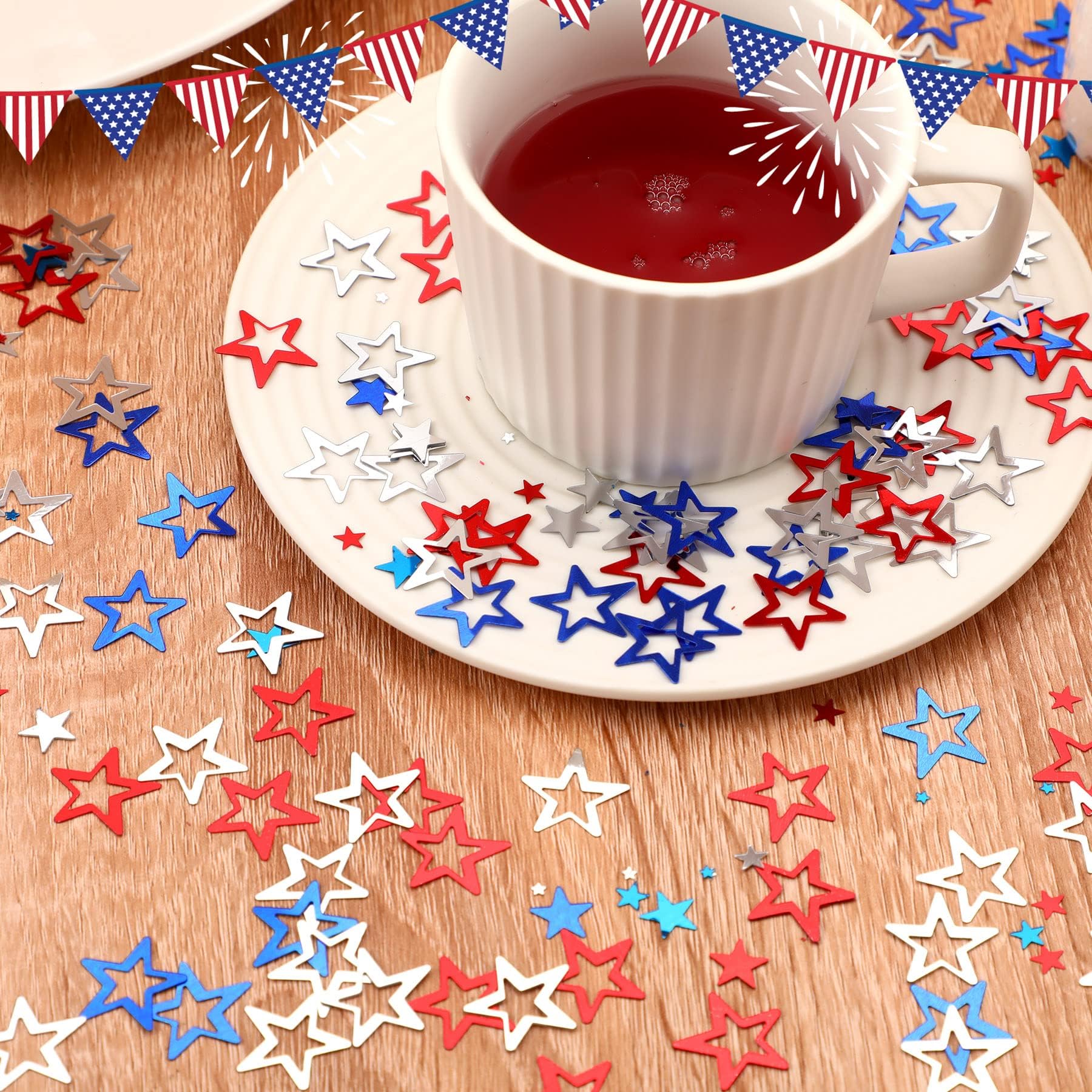 MARFOREVER 4th of July Confetti Patriotic Glitter Confetti Independence Day Party Decorations Red White Blue Twinkle Star Table Confetti for American Theme Events Party Veterans Memorial Day Decor