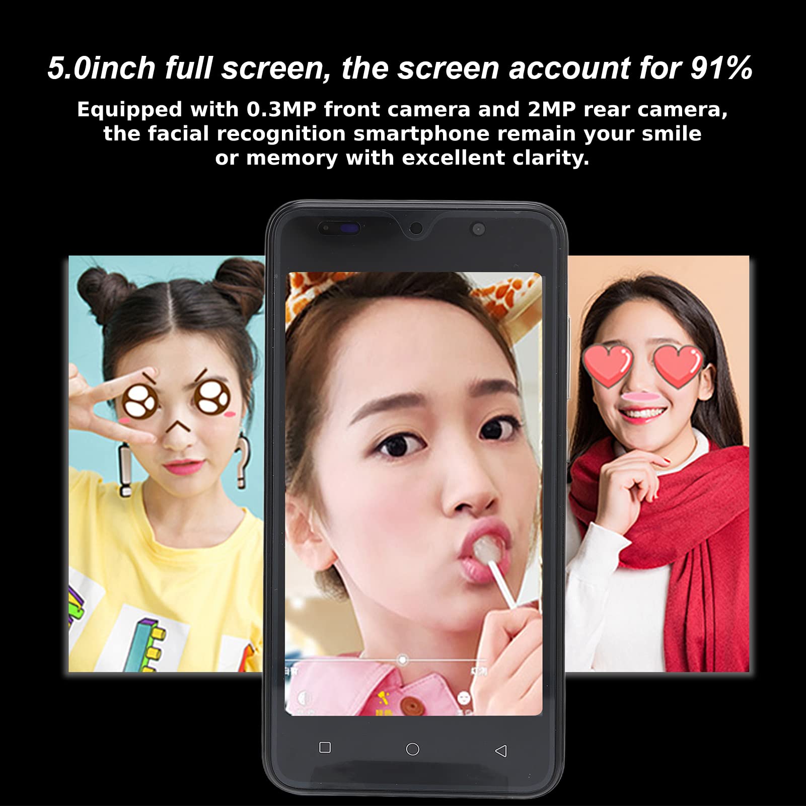 GOWENIC 8Pro Unlocked Android Smartphone, 5 inch Dual Card Dual Standby Cell Phone, RAM 512MB ROM 4GB, Ultra Thin Mobile Phone Supports Face Unlocking, for Android 4.2, 1500mAh Battery(Rose Gold)