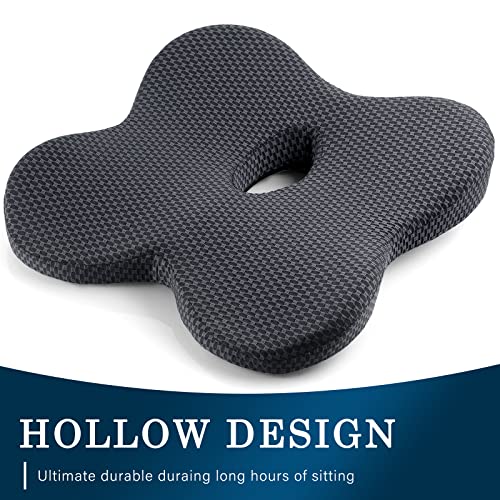 Eyamummo Coccyx Seat Cushion and Back Cushions Combo for Office Chair, Pure Memory Foam Ergonomic Seat Cushions and Orthopedic Lumbar Support Pillow for Tailbone, Lower Backache Sciatica Comfort