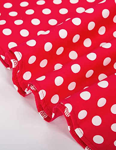 Women's 1950s Retro High Waisted A-Line Midi Skirt Red Polka Dot Weekend Skirt XL