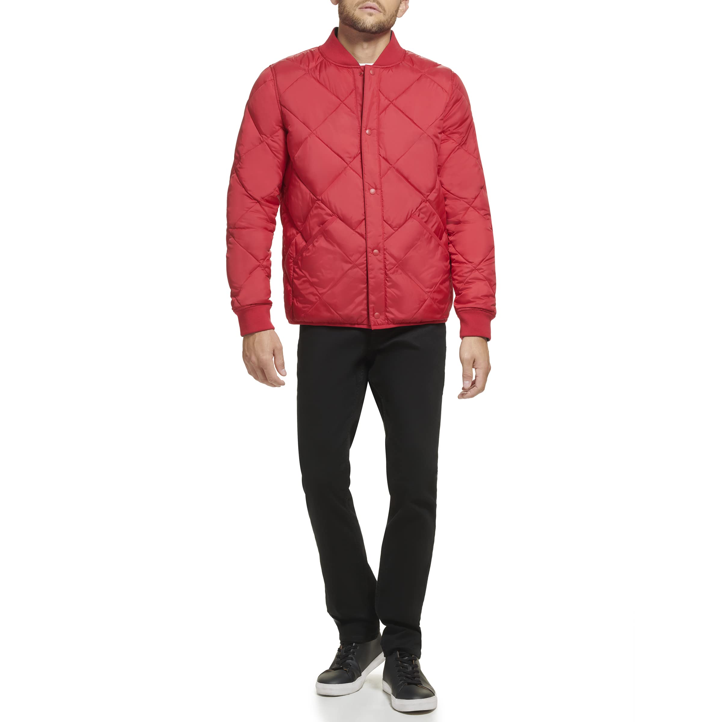 Calvin Klein Men's Reversible Diamond Quilted Jacket, Deep Red, X-Large