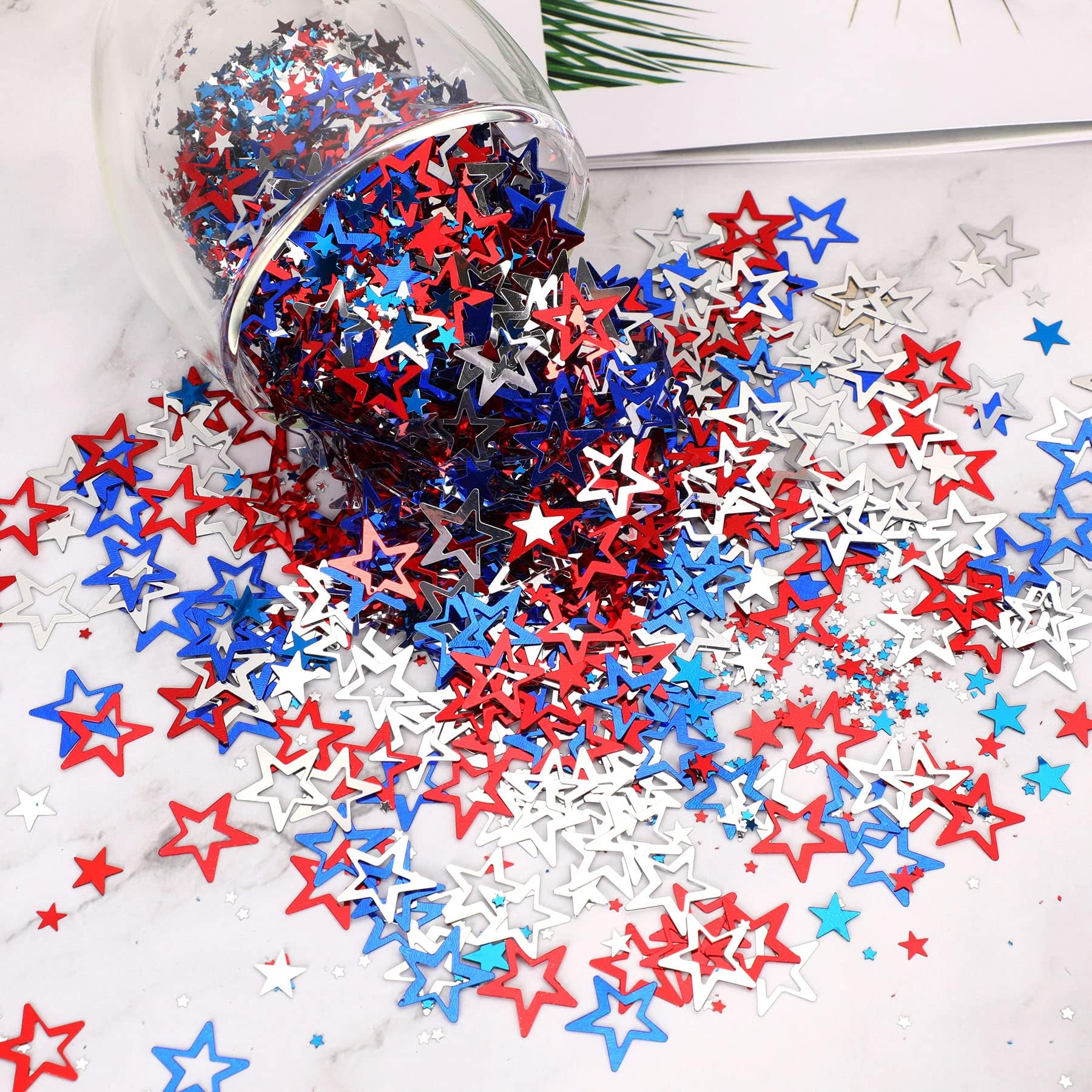 MARFOREVER 4th of July Confetti Patriotic Glitter Confetti Independence Day Party Decorations Red White Blue Twinkle Star Table Confetti for American Theme Events Party Veterans Memorial Day Decor