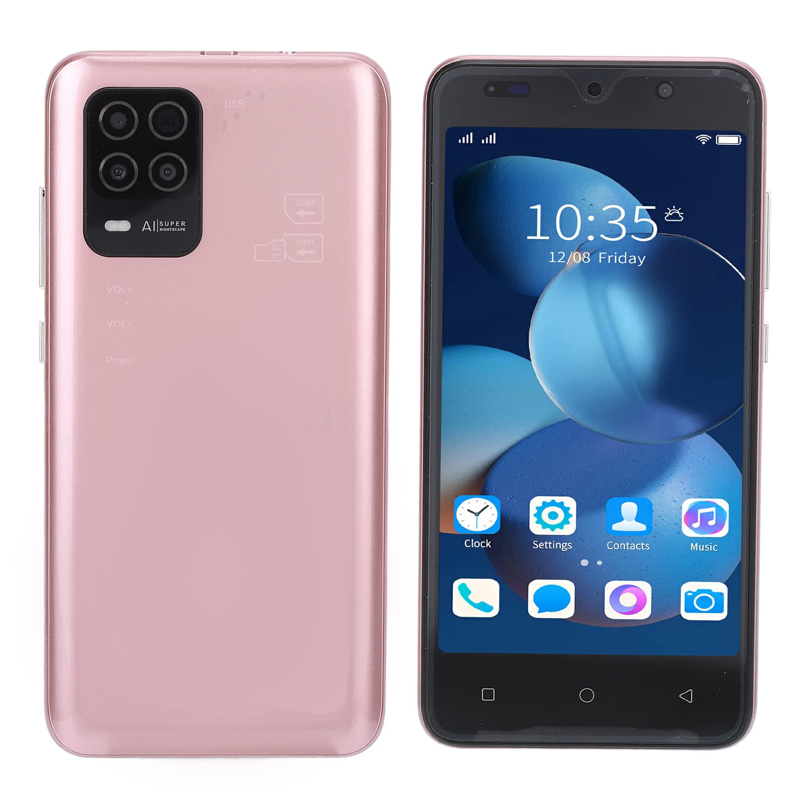 GOWENIC 8Pro Unlocked Android Smartphone, 5 inch Dual Card Dual Standby Cell Phone, RAM 512MB ROM 4GB, Ultra Thin Mobile Phone Supports Face Unlocking, for Android 4.2, 1500mAh Battery(Rose Gold)