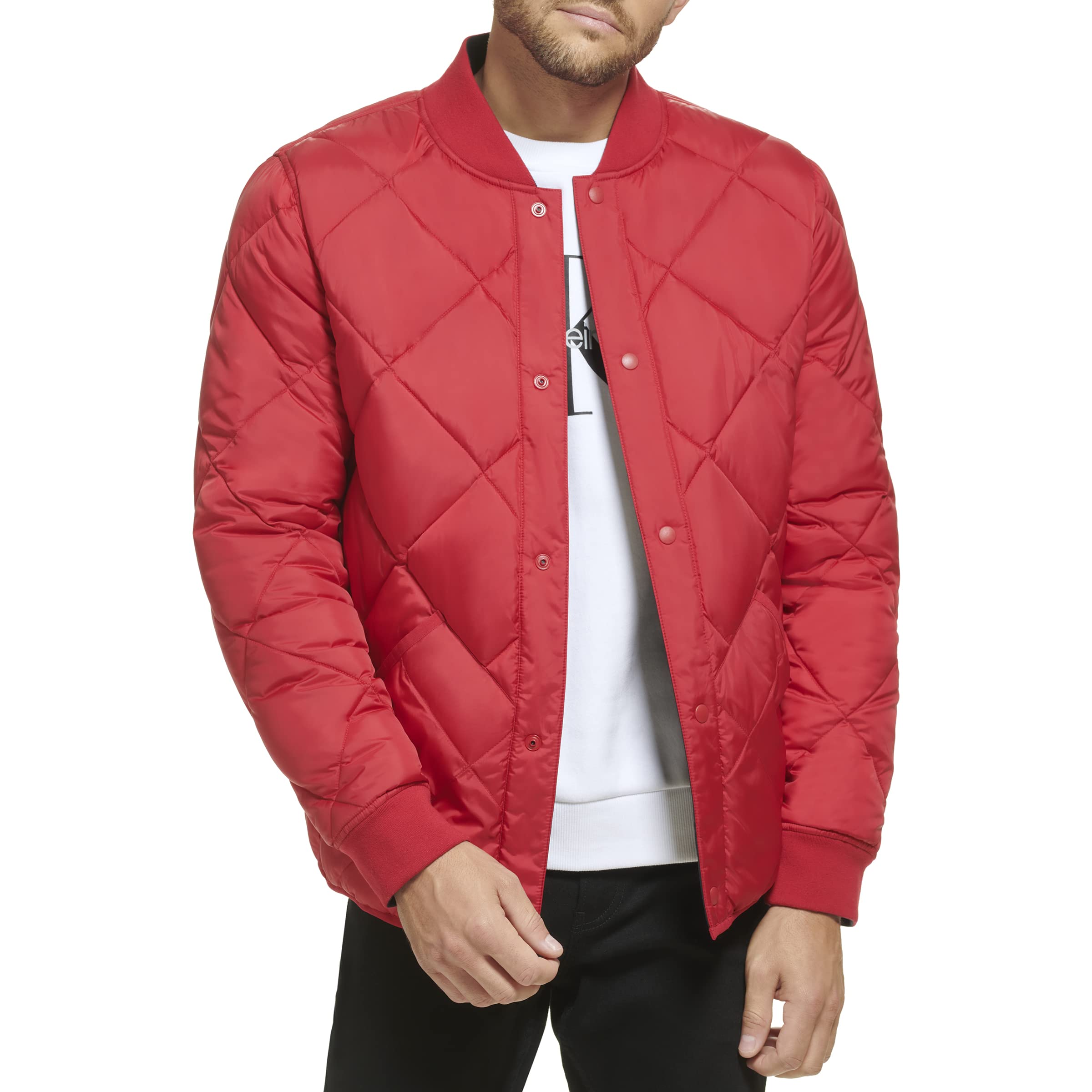 Calvin Klein Men's Reversible Diamond Quilted Jacket, Deep Red, X-Large