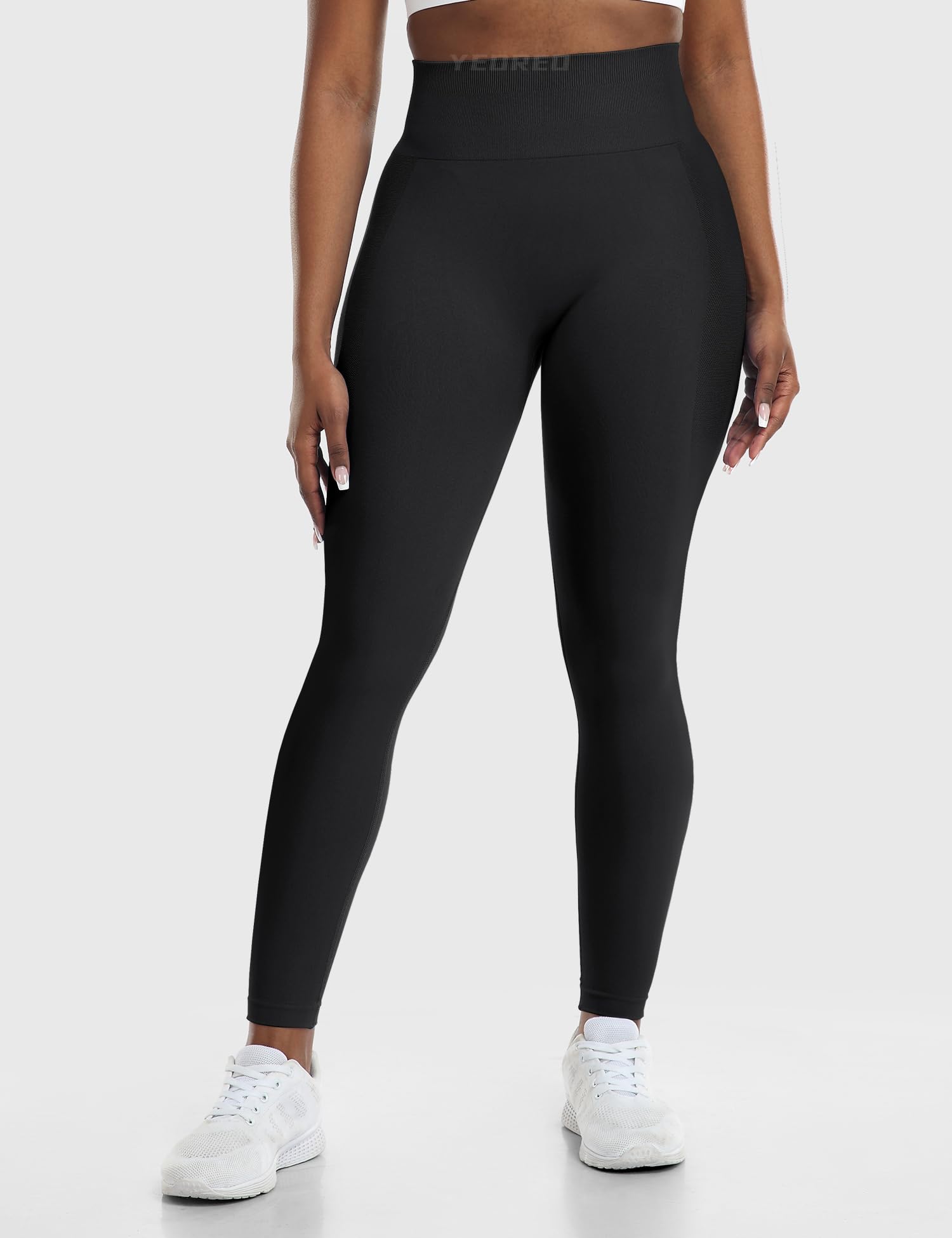 YEOREO Amplify Leggings for Women Seamless Scrunch Leggings Butt Lifting Gym High Waisted Athletic Leggings Black Marl