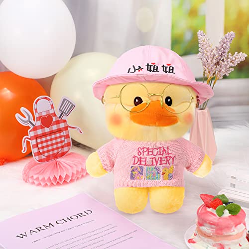 6 Pcs 12 Inch Duck Stuffed Animals Clothes Duck Clothes Accessories Include Cute Clothes Glasses Hat Kawaii Plush Doll Clothes for Ducks Dress up DIY Gift(Vintage Style)