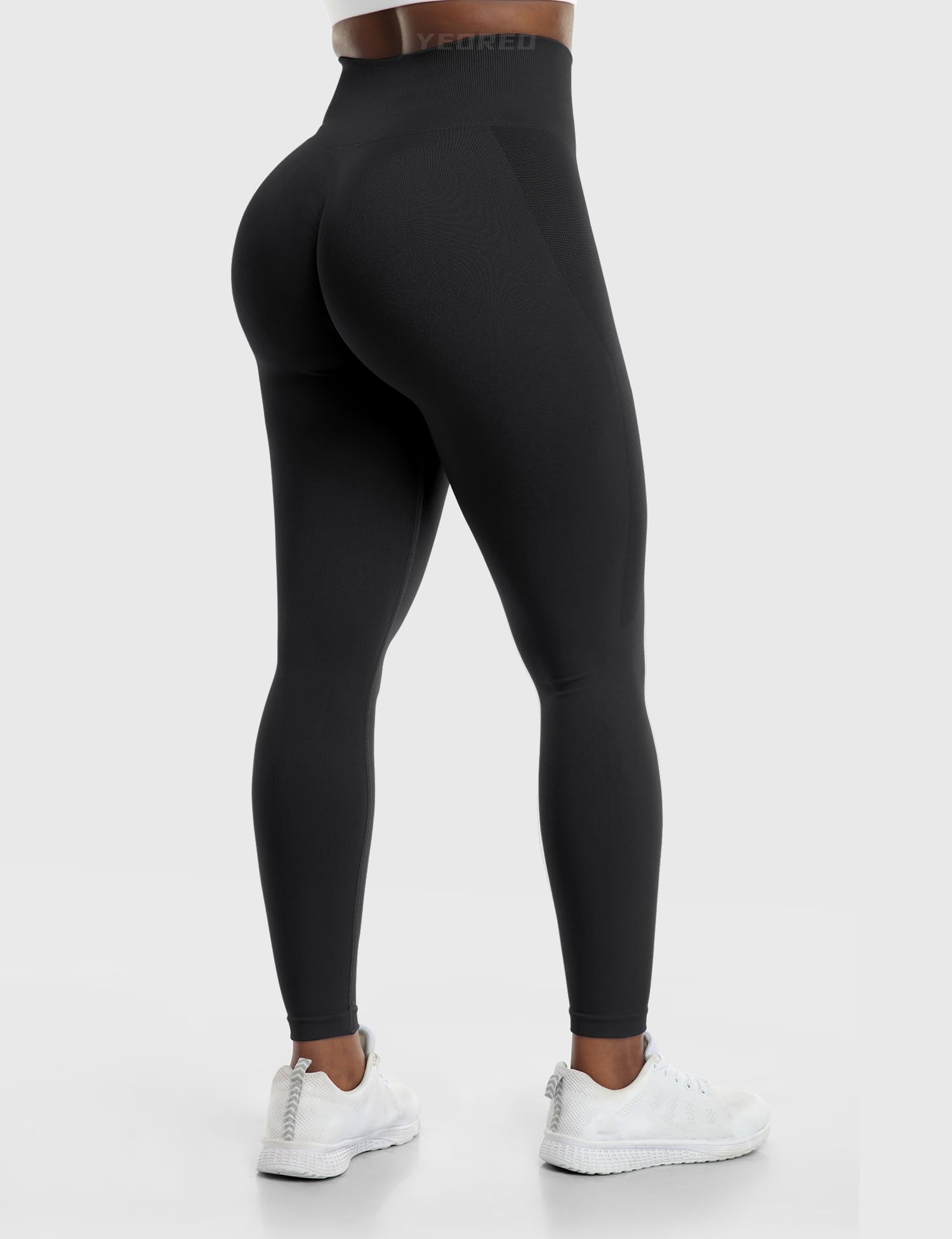 YEOREO Amplify Leggings for Women Seamless Scrunch Leggings Butt Lifting Gym High Waisted Athletic Leggings Black Marl