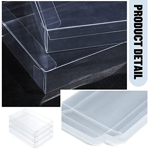 100 Pack Clear Favors Boxes Plastic Gift Boxes Transparent Crystal Photo Greeting Card Storage Box Clear Fold Wrap Boxes Case for A2 Paper Envelope Letter Packaging, 4.5 x 1.0 x 5.9 Inch