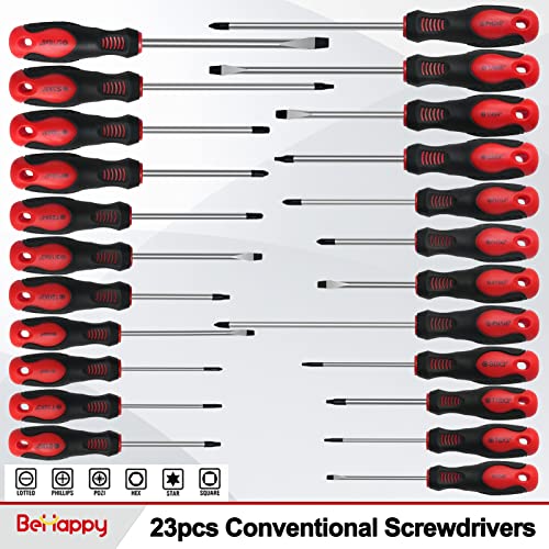 BEHAPPY 118PCS Magnetic Screwdriver Set, Screwdriver Set with Plastic Racking, Precision, Slotted, Phillips, Hex, Pozidriv, Torx Screwdriver Set and Magnetizer Demagnetizer DIY Tools for Tools Gift