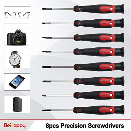 BEHAPPY 118PCS Magnetic Screwdriver Set, Screwdriver Set with Plastic Racking, Precision, Slotted, Phillips, Hex, Pozidriv, Torx Screwdriver Set and Magnetizer Demagnetizer DIY Tools for Tools Gift