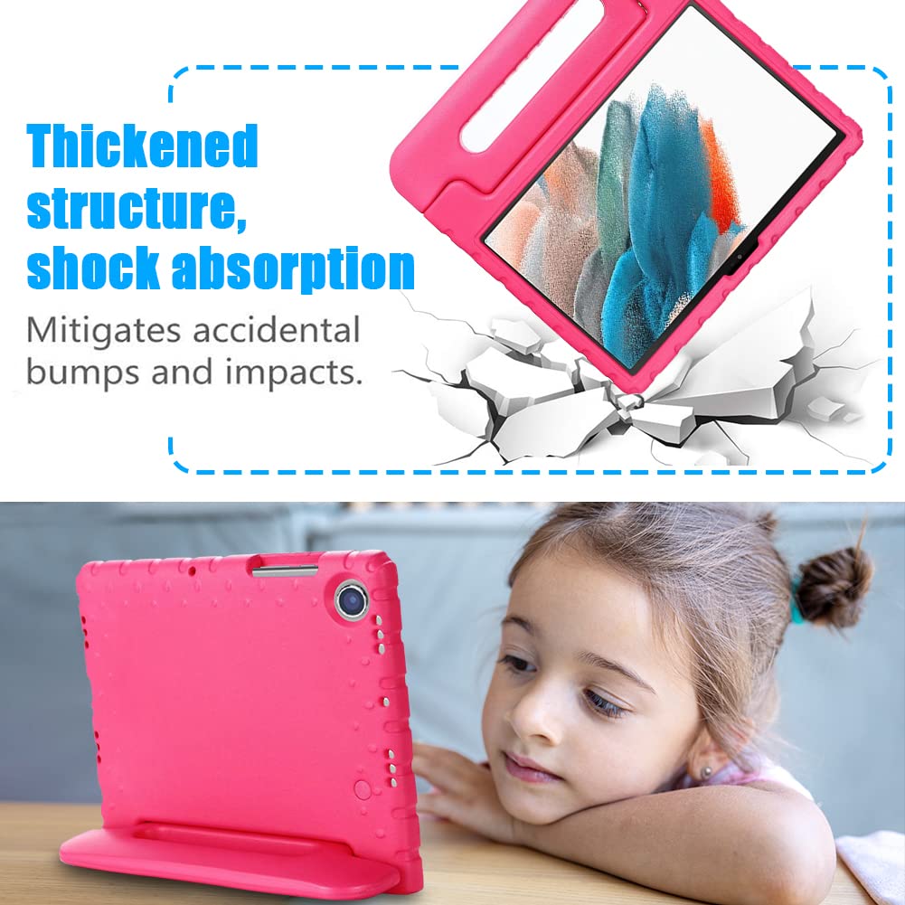 BOWOSEN Kids Case for Samsung Galaxy tab a8 10.5 Inch, Heavy Duty Shockproof Rugged Case with Handle Holder, Samsung Galaxy tab a8 10.5 Tablet Case 2022 (x200/205/207). Pink