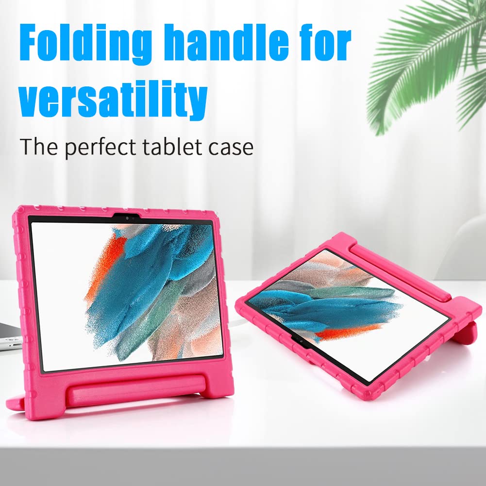 BOWOSEN Kids Case for Samsung Galaxy tab a8 10.5 Inch, Heavy Duty Shockproof Rugged Case with Handle Holder, Samsung Galaxy tab a8 10.5 Tablet Case 2022 (x200/205/207). Pink