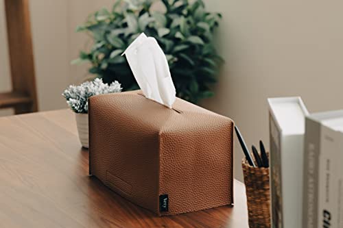 VETY[EmphaSeams] Bottom Touch Fastener-Tissue Box Cover, PU Leather 9.5"x5"x5" Rectangle-Bathroom Organizer,Accessories, Bathroom Vanity, Countertop, Night Stand, Office Desk, Modern Stylish - Mint