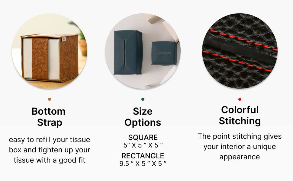 VETY[EmphaSeams] Bottom Touch Fastener-Tissue Box Cover, PU Leather 9.5"x5"x5" Rectangle-Bathroom Organizer,Accessories, Bathroom Vanity, Countertop, Night Stand, Office Desk, Modern Stylish - Mint
